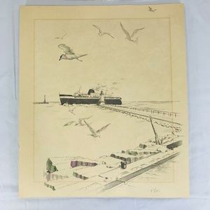 Vintage | Wall Decor | 5s Seashore Nautical Shipyard Ship Print | Poshmark